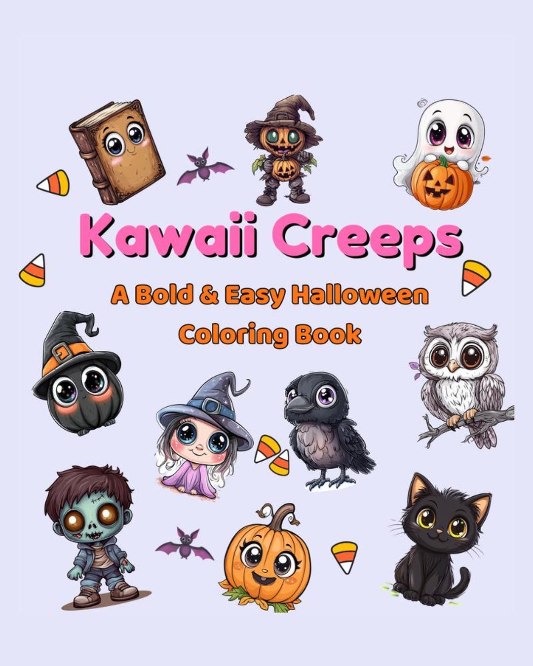 Kawaii Creeps: A Bold and Easy Halloween Coloring Book – 40 Cute Spooky ...