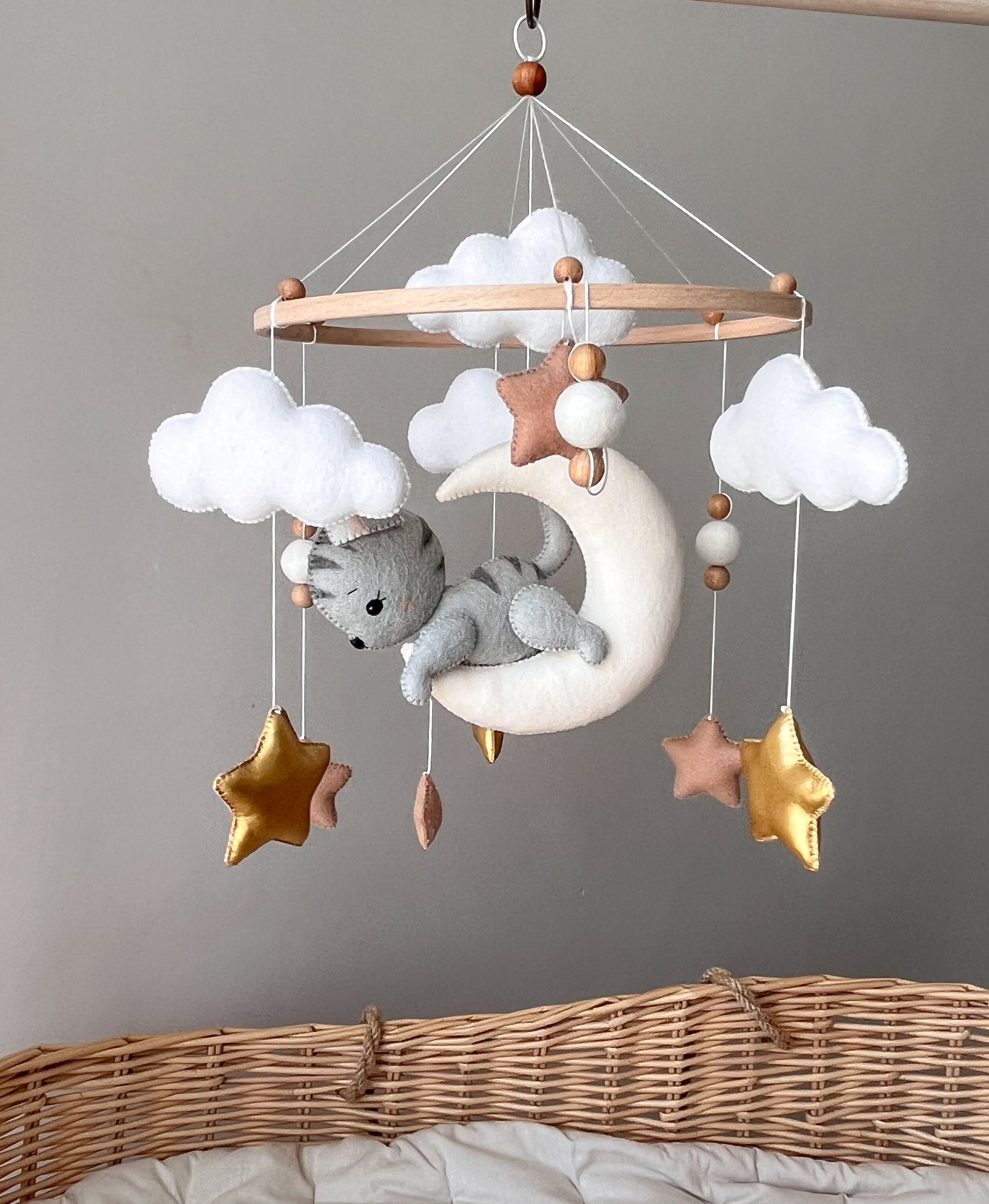 Kitten Baby Mobile Crib Mobile With Kitten on the Moon , Stars and ...