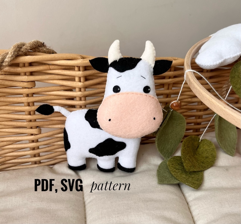 Cow Felt Pattern DIY Farm Animal Toy Pdf Pattern - Etsy