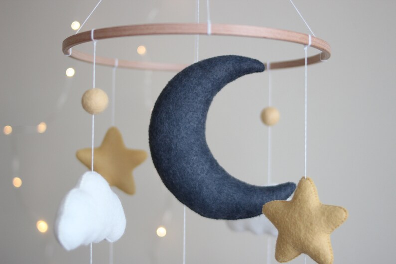 Felt Moon and Stars Baby Mobile, Nursery Decor - Etsy