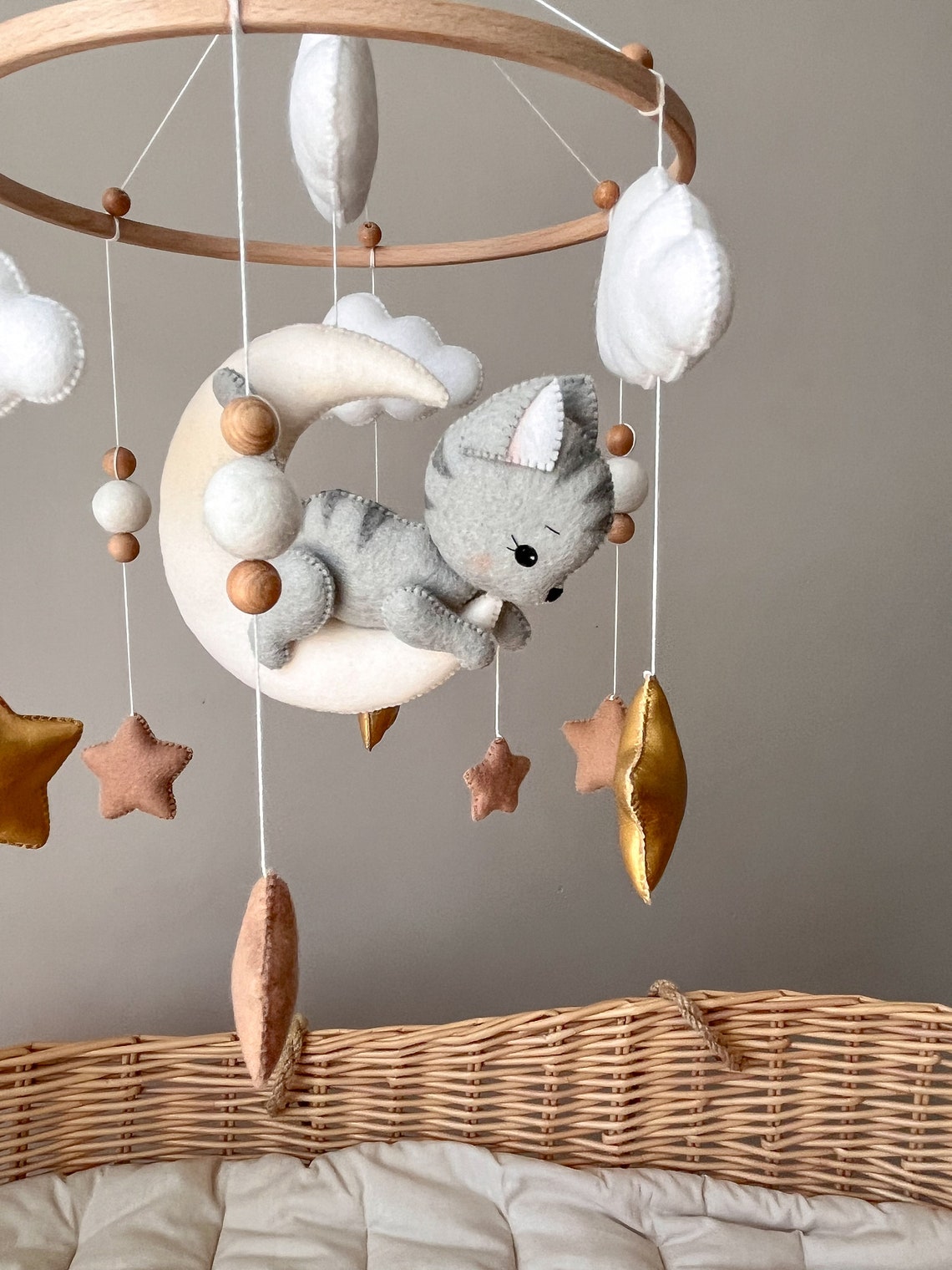 Kitten Baby Mobile Crib Mobile With Kitten on the Moon , Stars and ...