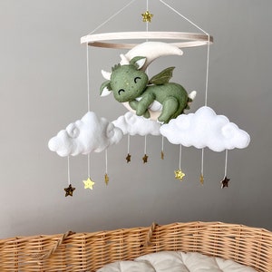 Felt Dragon Baby Mobile, Stars and Clouds Nursery Decor - Etsy