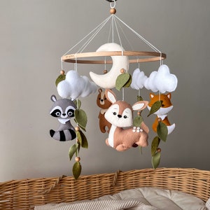 Forest Animals Baby Mobile Crib Mobile With Fox, Bear , Deer and ...