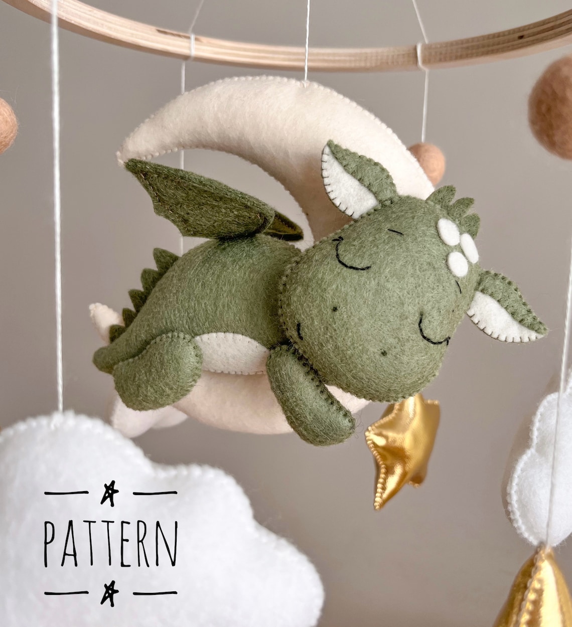 Dragon on the Moon Felt Pattern DIY Dragon Toy Pdf Pattern - Etsy