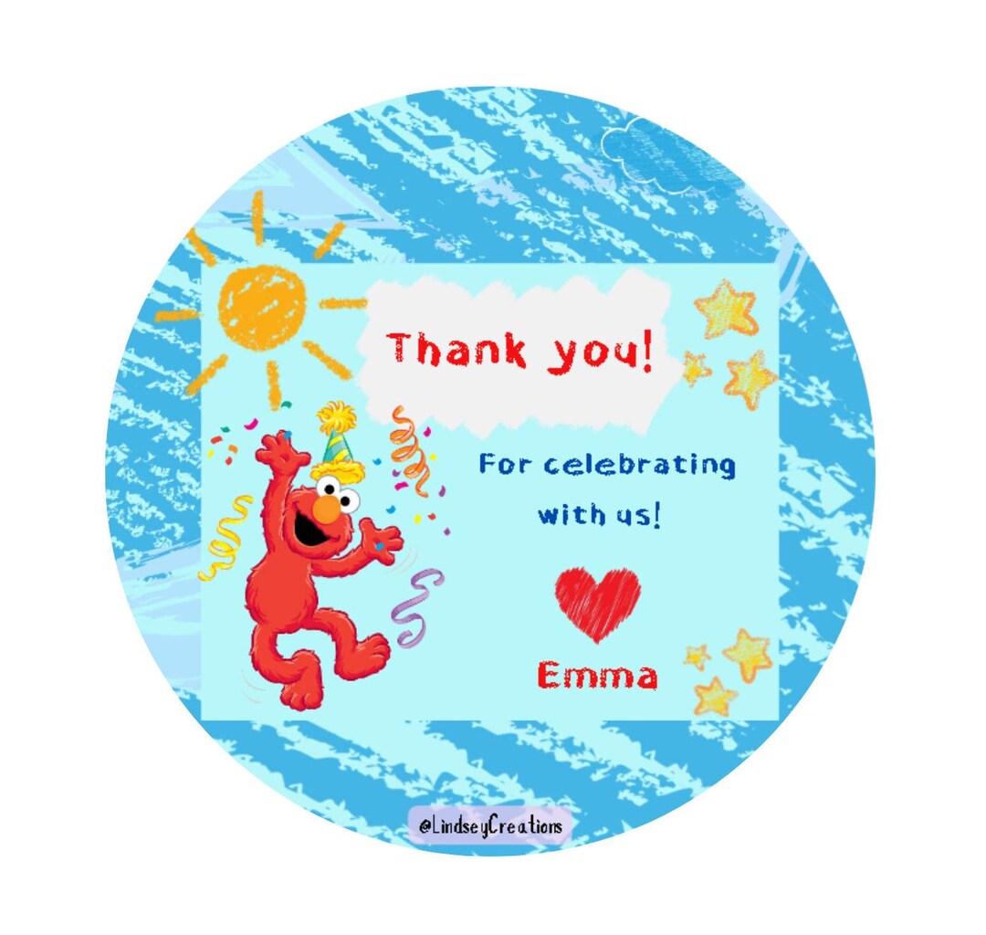 Elmos World Thank You Sticker - Etsy