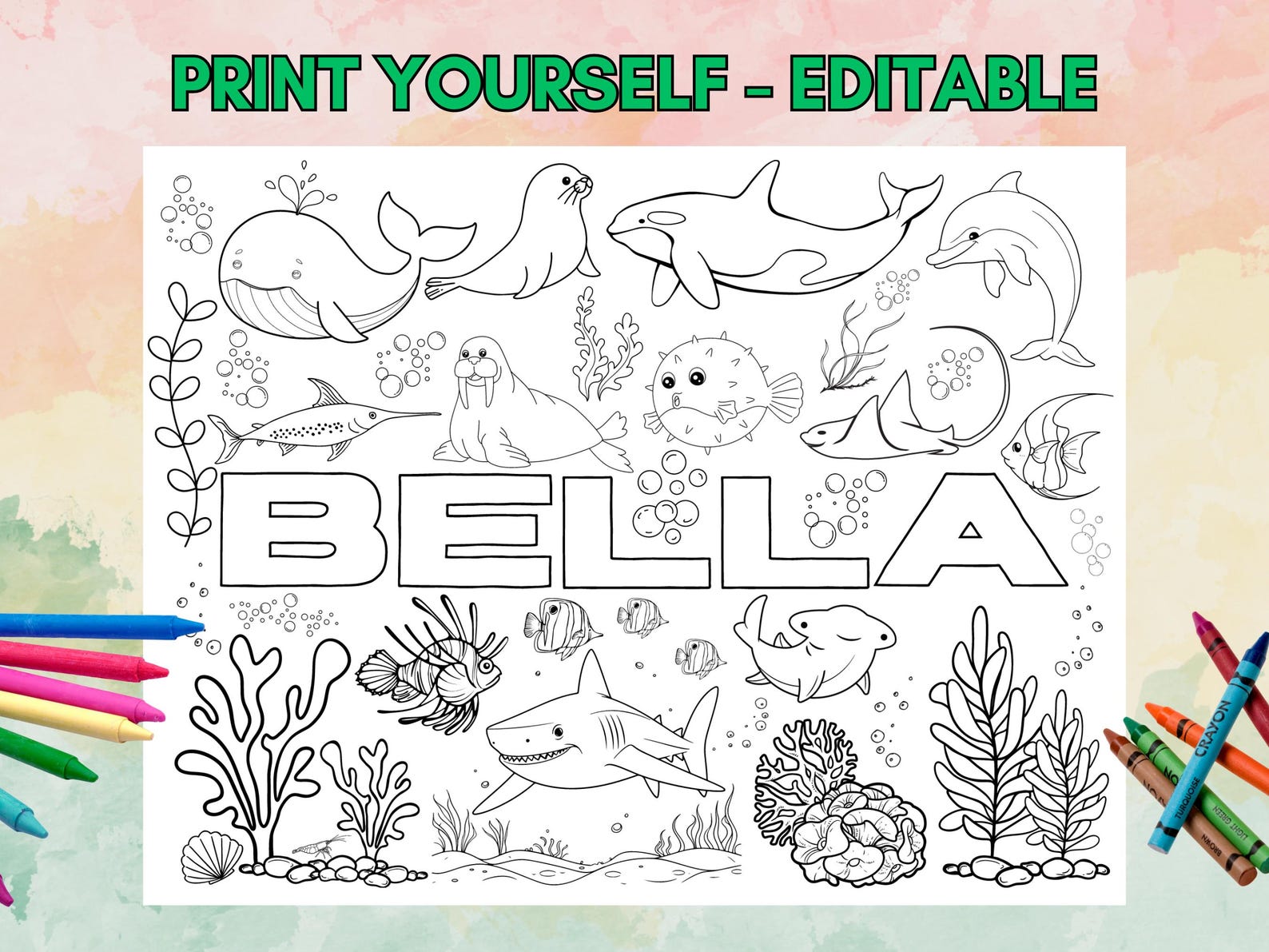 Customizable Coloring Pages for Kids Personalized Coloring Pages for ...