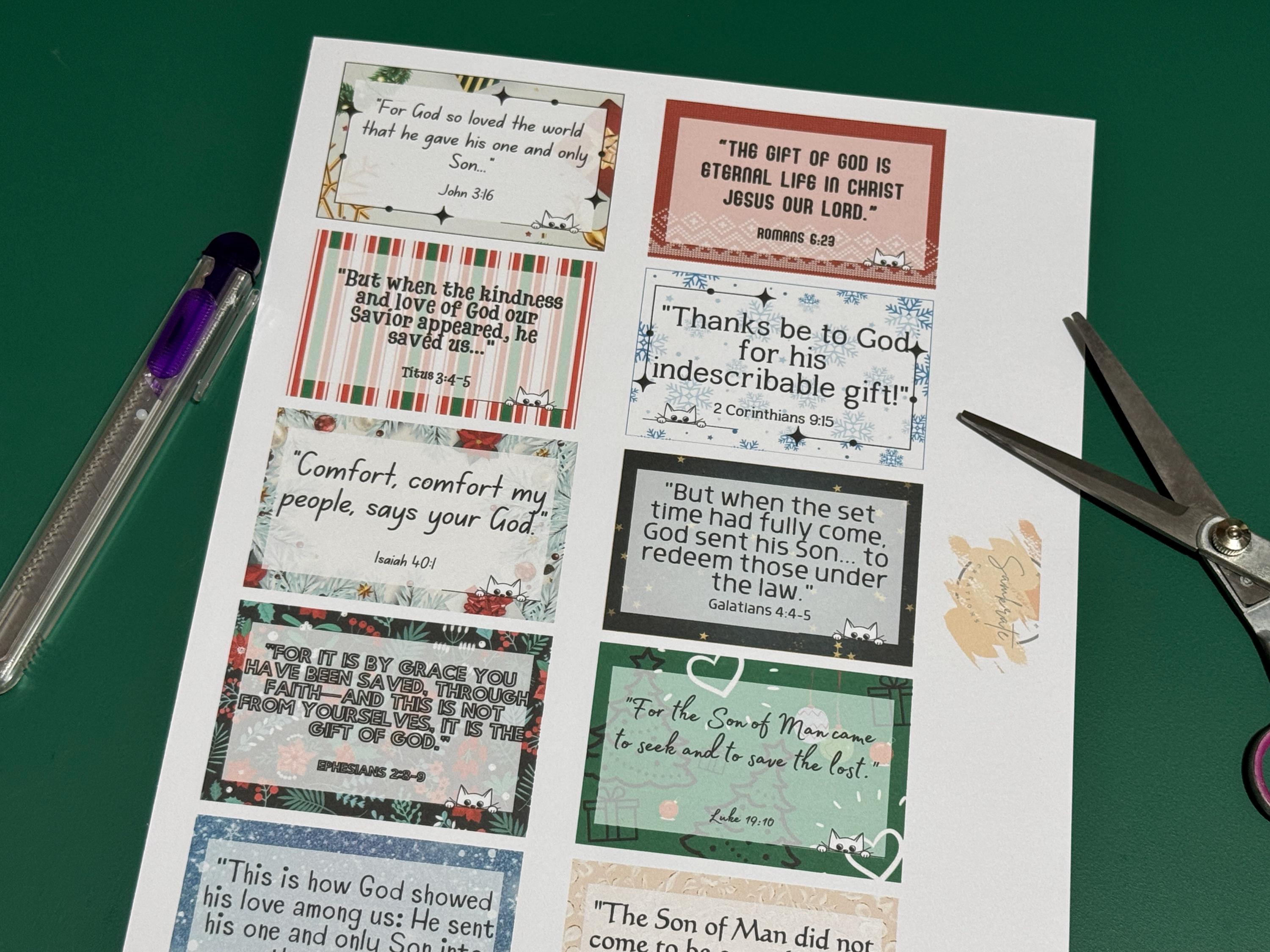110 Christmas Bible Verse Cards Printable Scripture Cards Printable ...