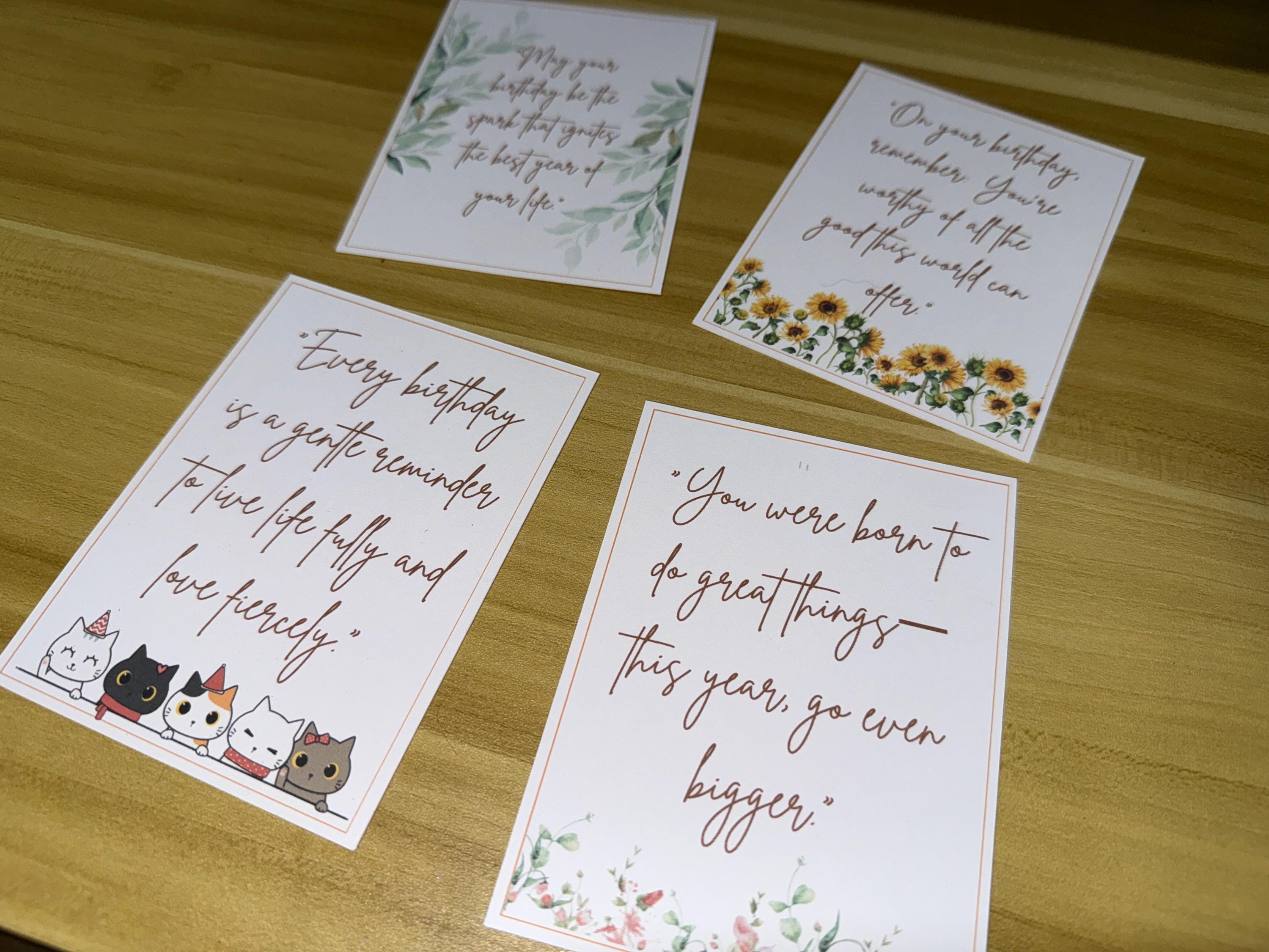 60 Printable Birthday Quote Cards: Journal & Collage Ephemera (PDF ...