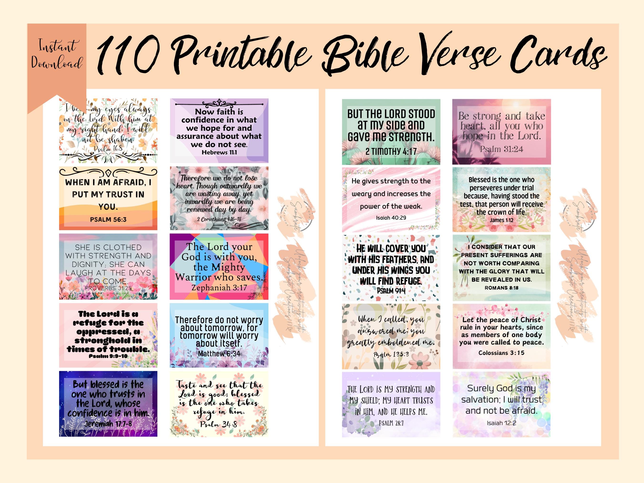 110 Encouraging Bible Verse Cards Printable Scripture Cards Printable ...