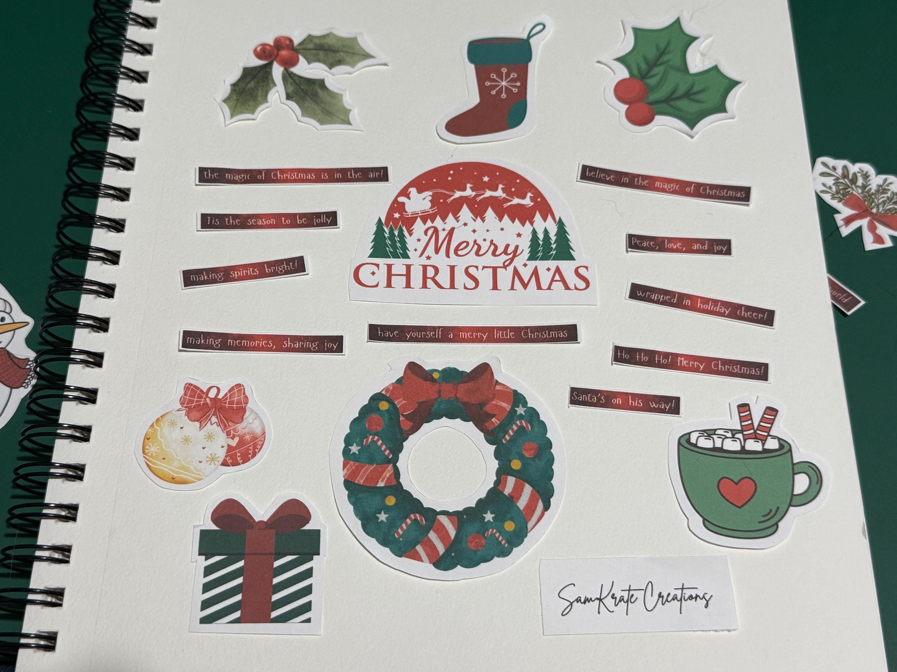 165 Red Christmas Snippets Word Sheets Printable Journal Embellishment ...