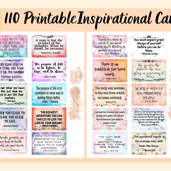 Inspirational Quote Cards - Etsy
