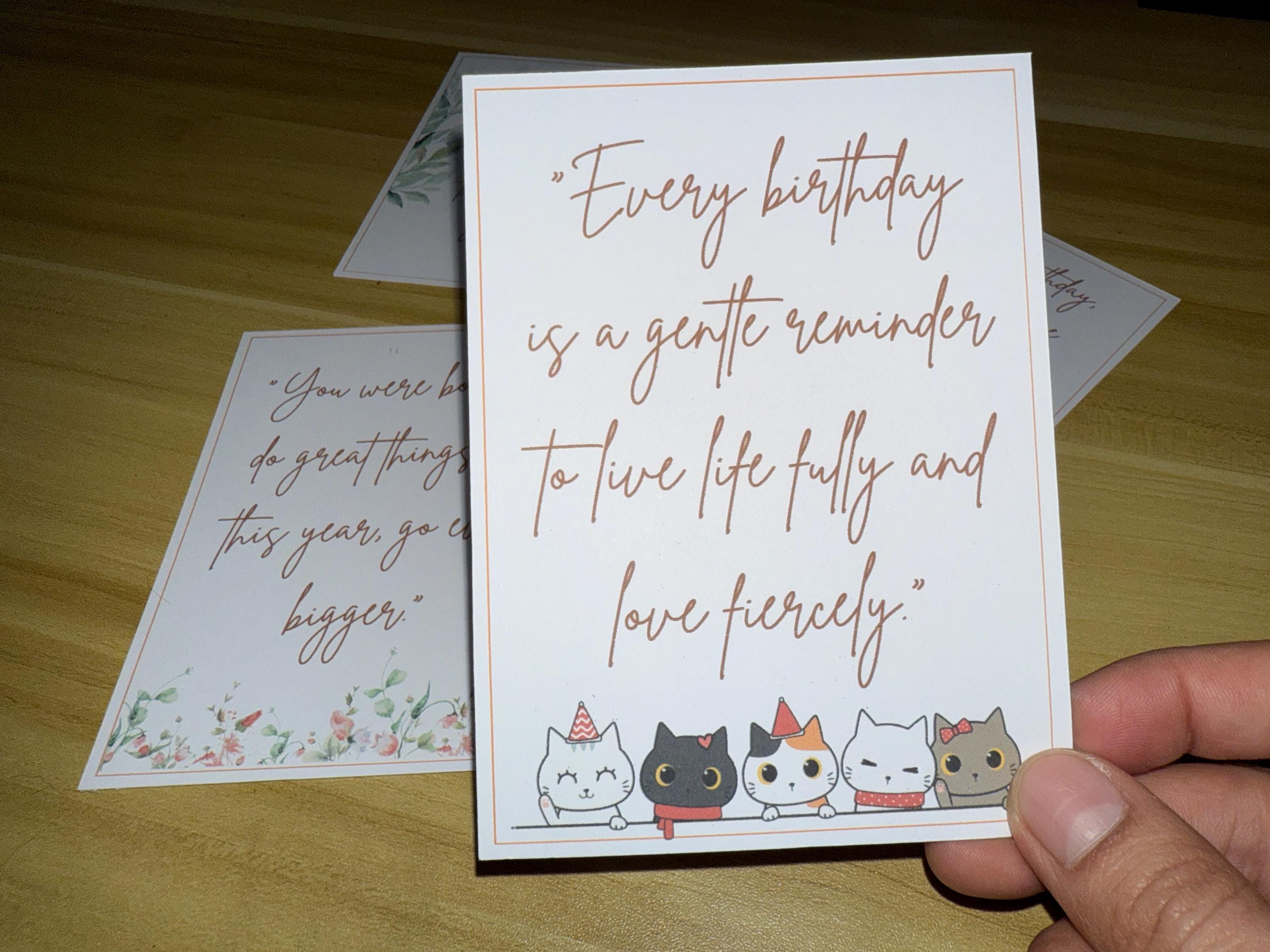 60 Printable Birthday Quote Cards: Journal & Collage Ephemera (PDF ...