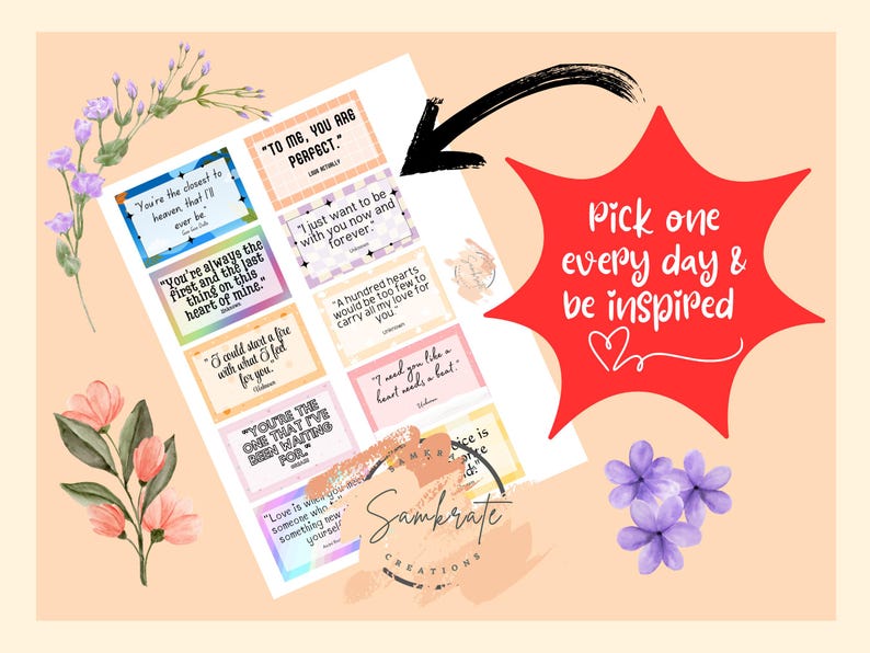 110 Romantic Quote Cards: Printable Ephemera (digital Download) - Etsy