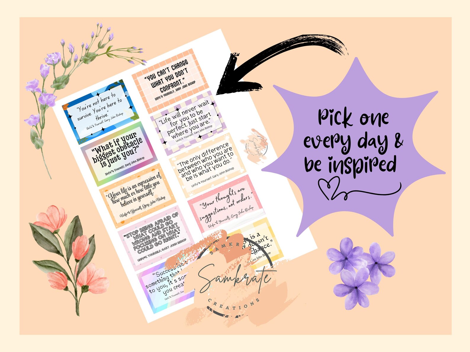 110 Inspirational Quote Cards: Gary John Bishop Affirmations (PDF) - Etsy