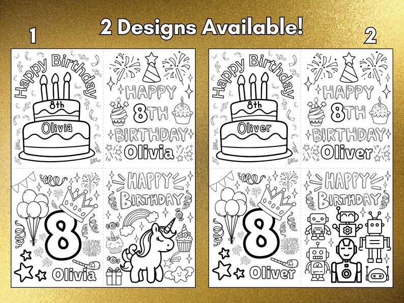 Personalized Birthday Coloring Pages for Kids (printable PDF) - Etsy