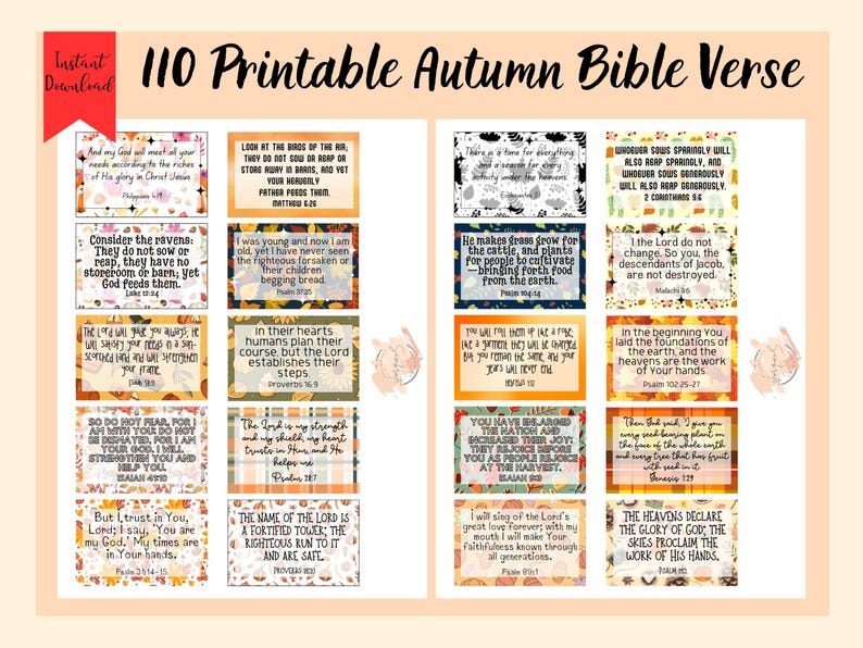 110 Autumn Bible Verse Cards, Printable Scripture (digital Download) - Etsy