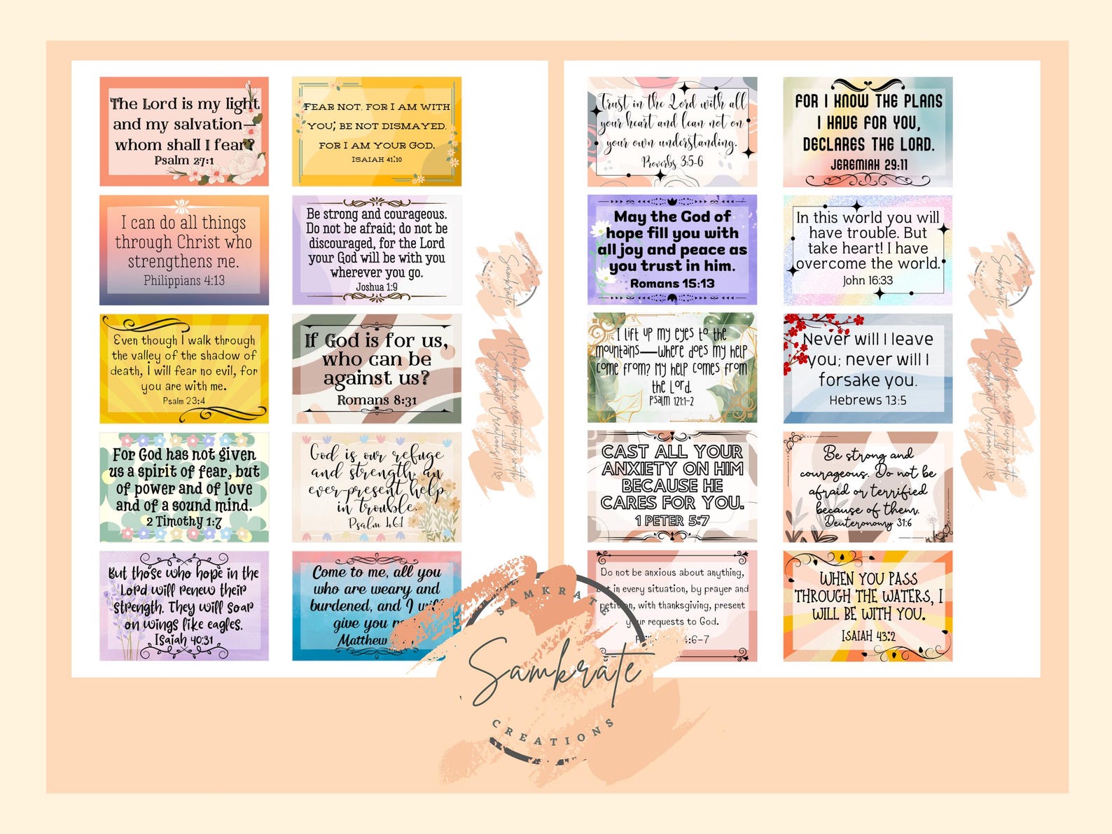 110 Encouraging Bible Verse Cards Printable Scripture Cards Printable ...