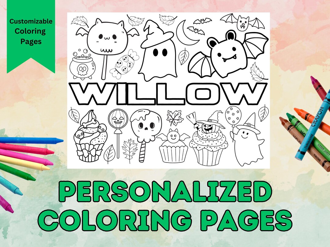 Fall Customizable Coloring Pages for Kids Personalized Halloween ...