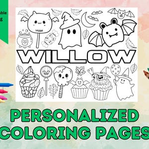 Fall Customizable Coloring Pages for Kids Personalized Halloween ...