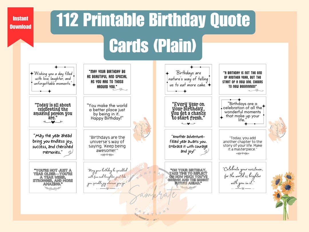 Printable Birthday Quote Cards: Journal & Collage Ephemera (digital ...
