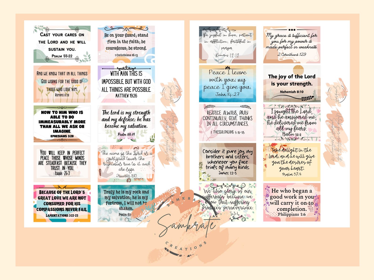 110 Encouraging Bible Verse Cards Printable Scripture Cards Printable ...