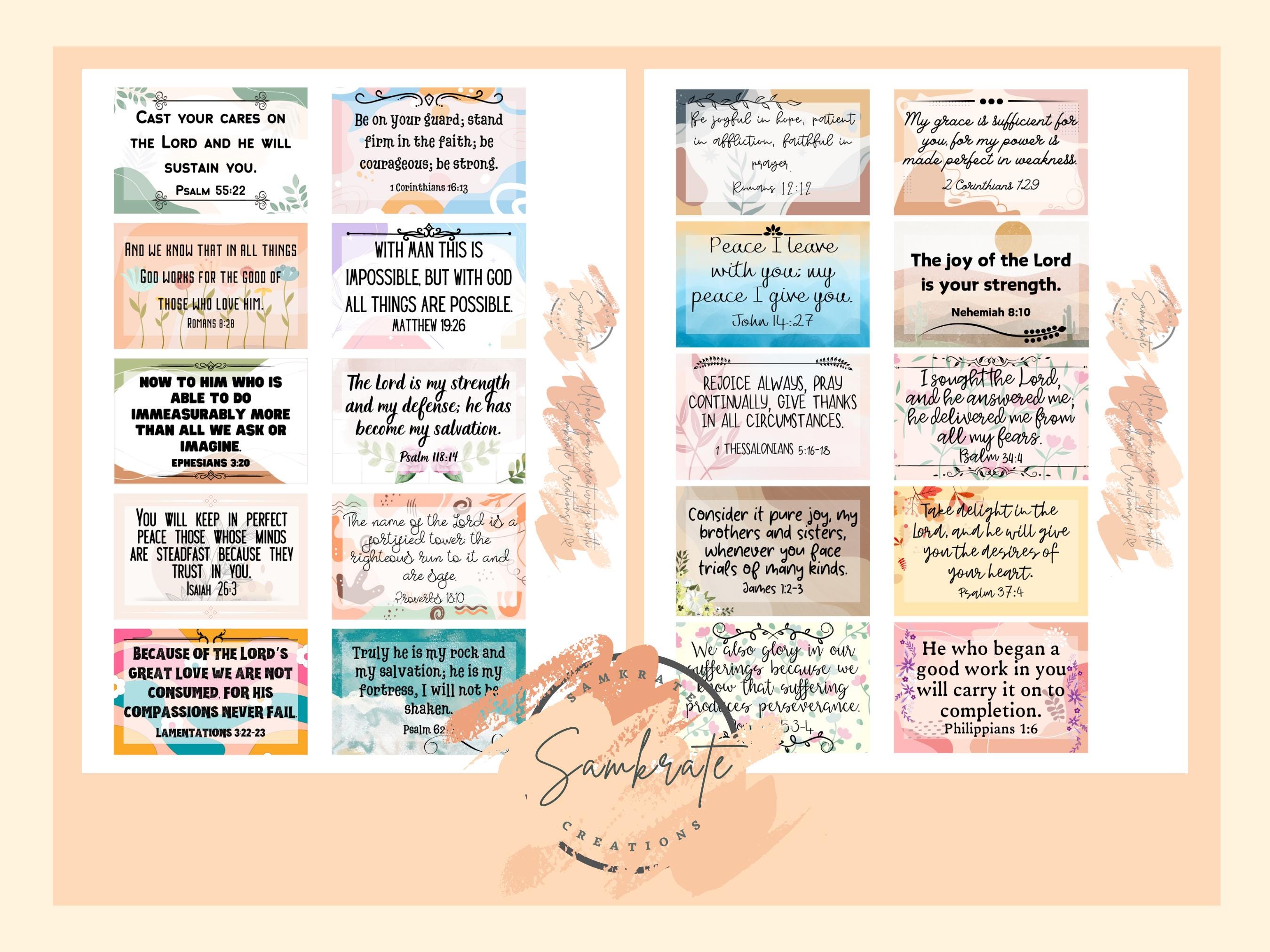110 Encouraging Bible Verse Cards Printable Scripture Cards Printable ...