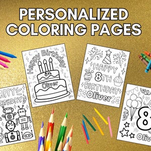 Personalized Birthday Coloring Pages for Kids (printable PDF) - Etsy