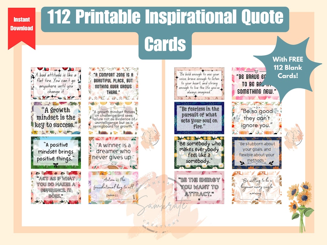 Printable Inspirational Quote Cards: Journal & Collage Ephemera (PDF ...