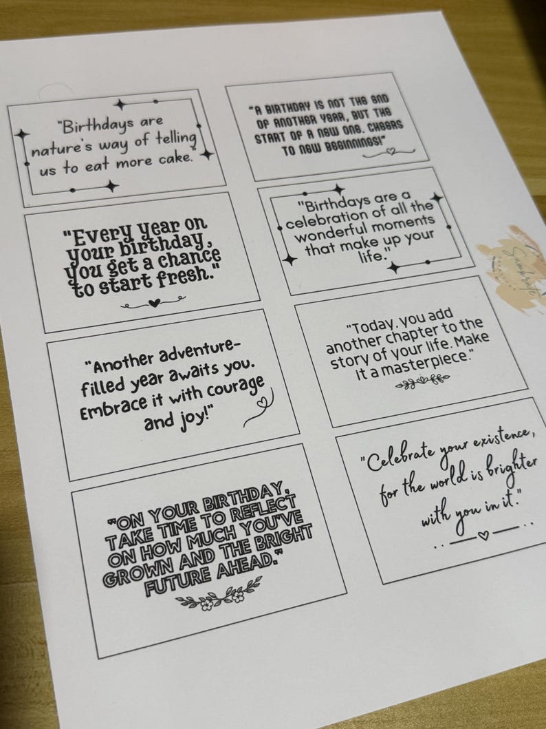Printable Birthday Quote Cards: Journal & Collage Ephemera (digital ...