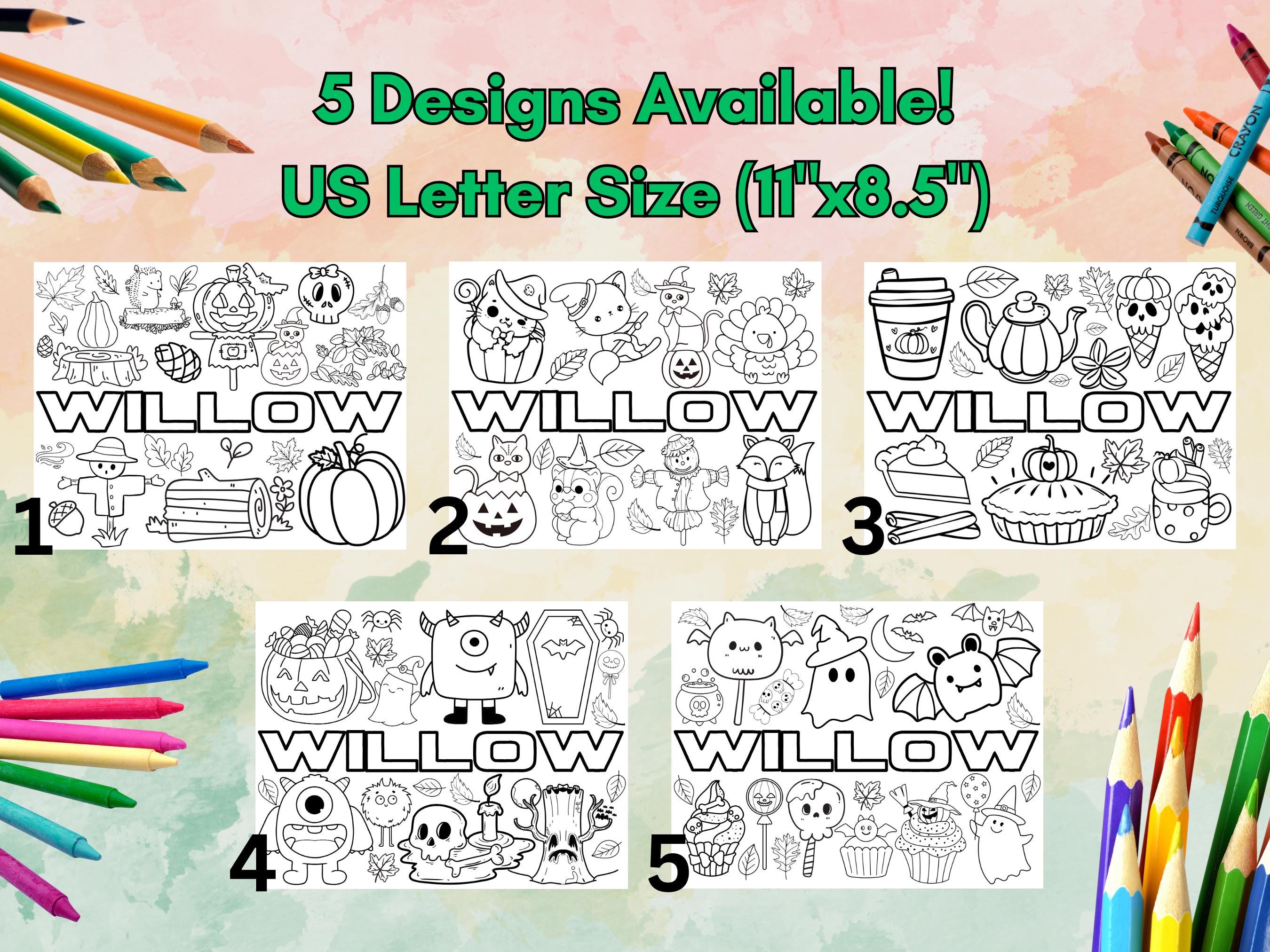 Fall Customizable Coloring Pages for Kids Personalized Halloween ...