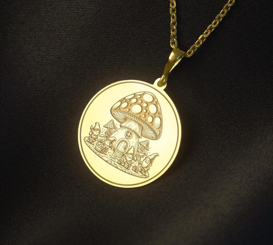 Mushroom Necklace, Dwarves and Mushroom House Fantasy Necklace, Gift ...