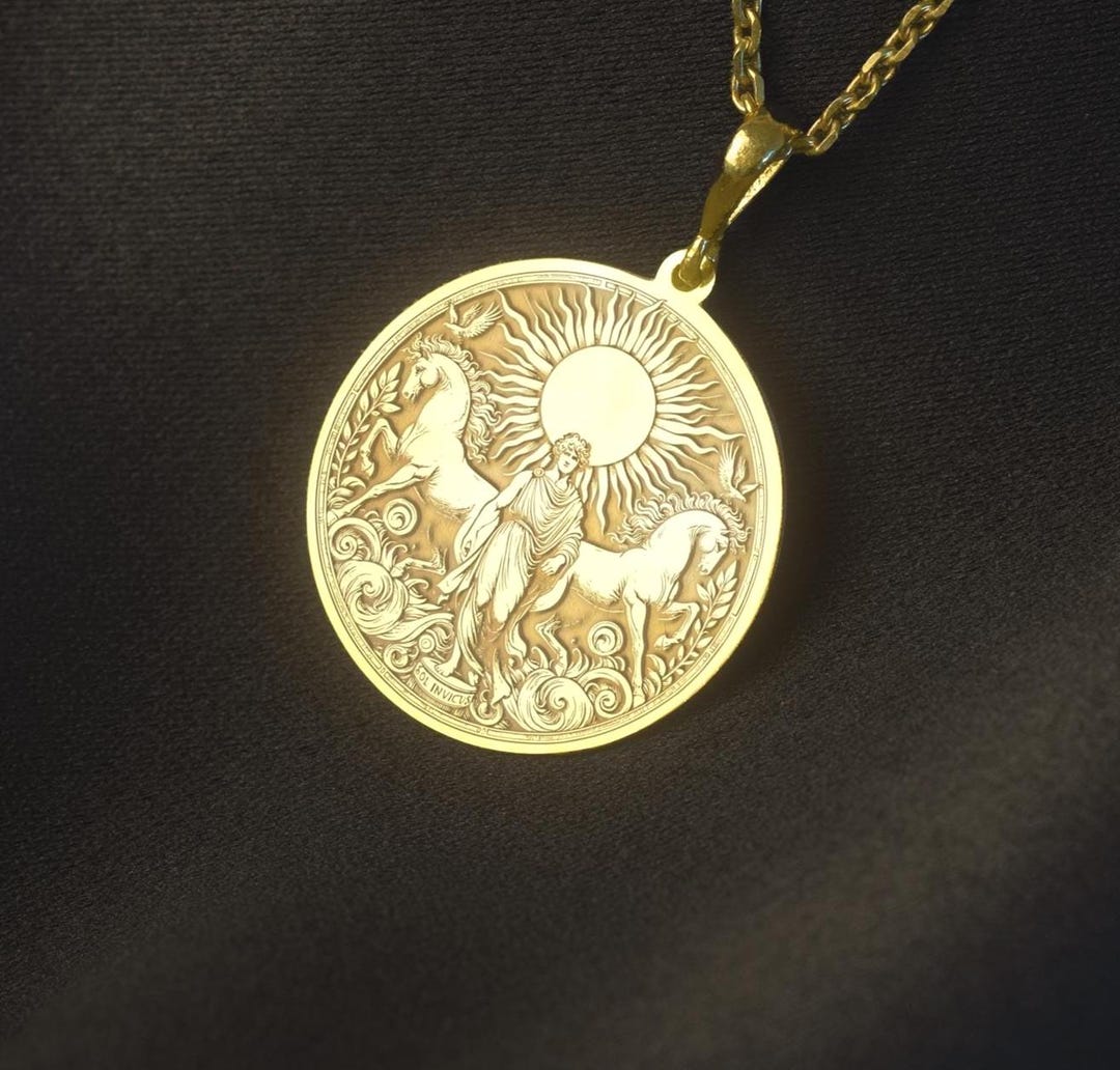 14K Gold Sol Invictus Necklace: Roman Sun God Pendant - Etsy