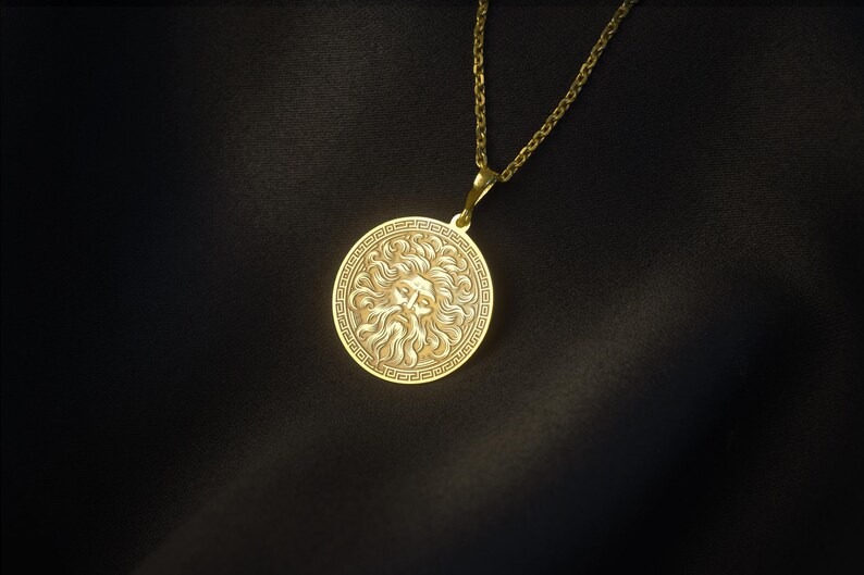 14k Solid Gold Zeus Necklace, Father of Gods and Men Zeus Necklace ...