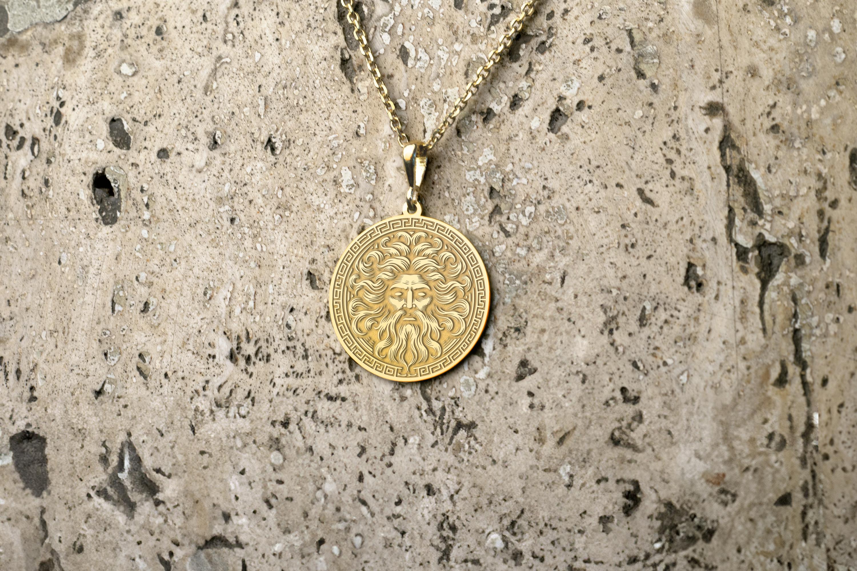 14k Solid Gold Zeus Necklace, Father of Gods and Men Zeus Necklace ...
