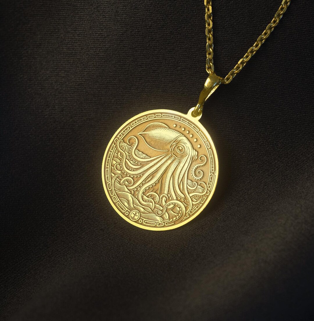 Sterling Silver Octopus Necklace, Gold Octopus Charm Necklace , Silver ...