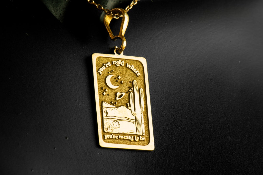 14K Solid Gold Cosmic Journey Necklace, Silver Embrace the Universe ...