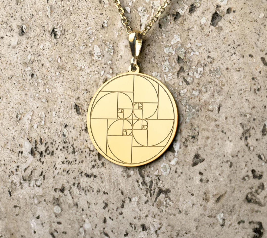 Fibonacci Spiral Necklace: Sacred Geometry Pendant, Golden Ratio ...