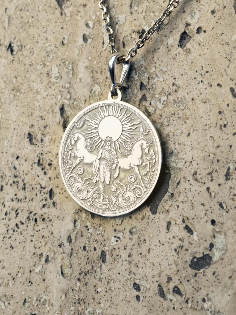 14K Gold Sol Invictus Necklace: Roman Sun God Pendant - Etsy