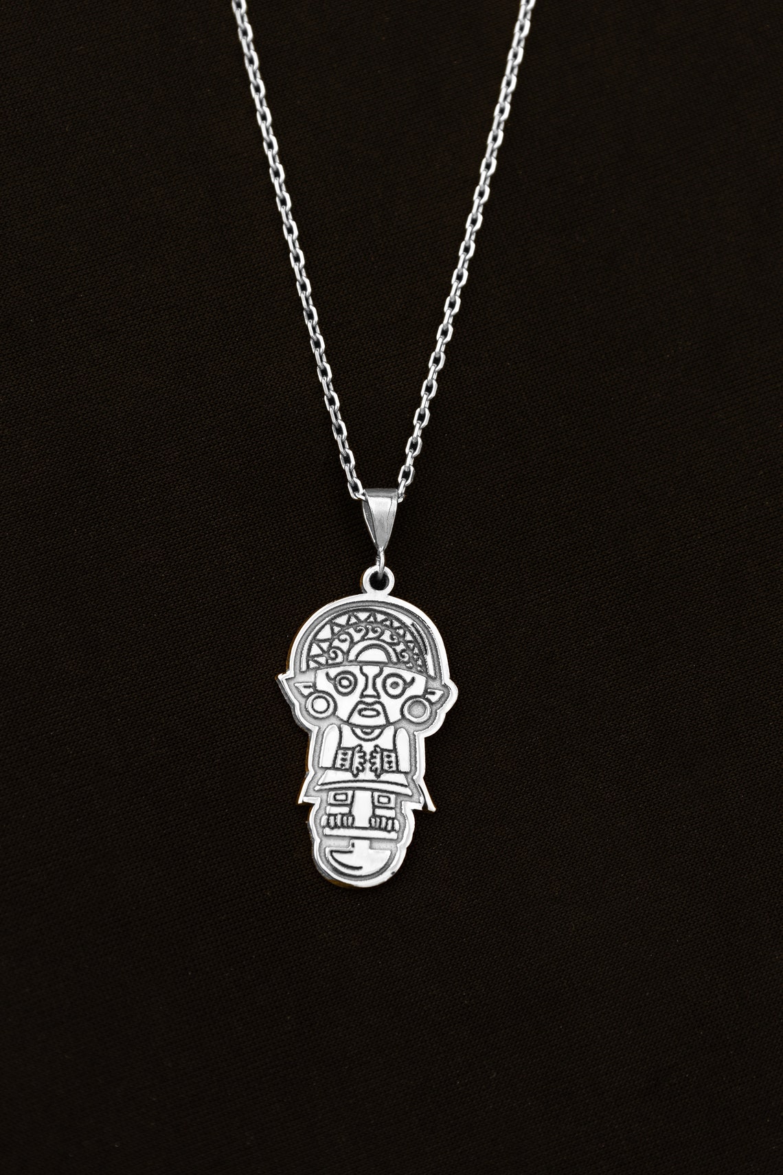 14K Gold Inca Idol Necklace: Peruvian Mythological Pendant - Etsy