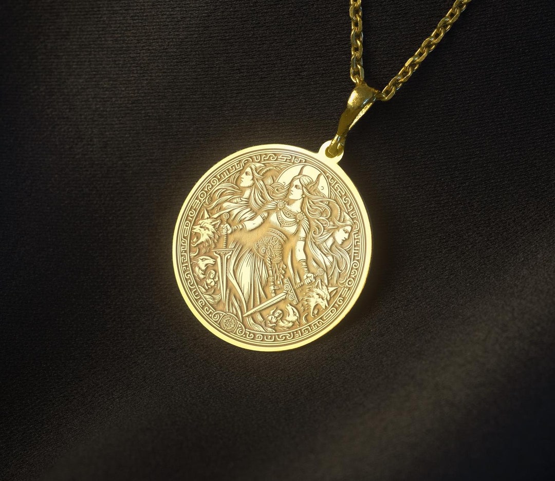 Sterling Silver Freyja Necklace, Gold Freyja Medallion, Gold Freyja ...