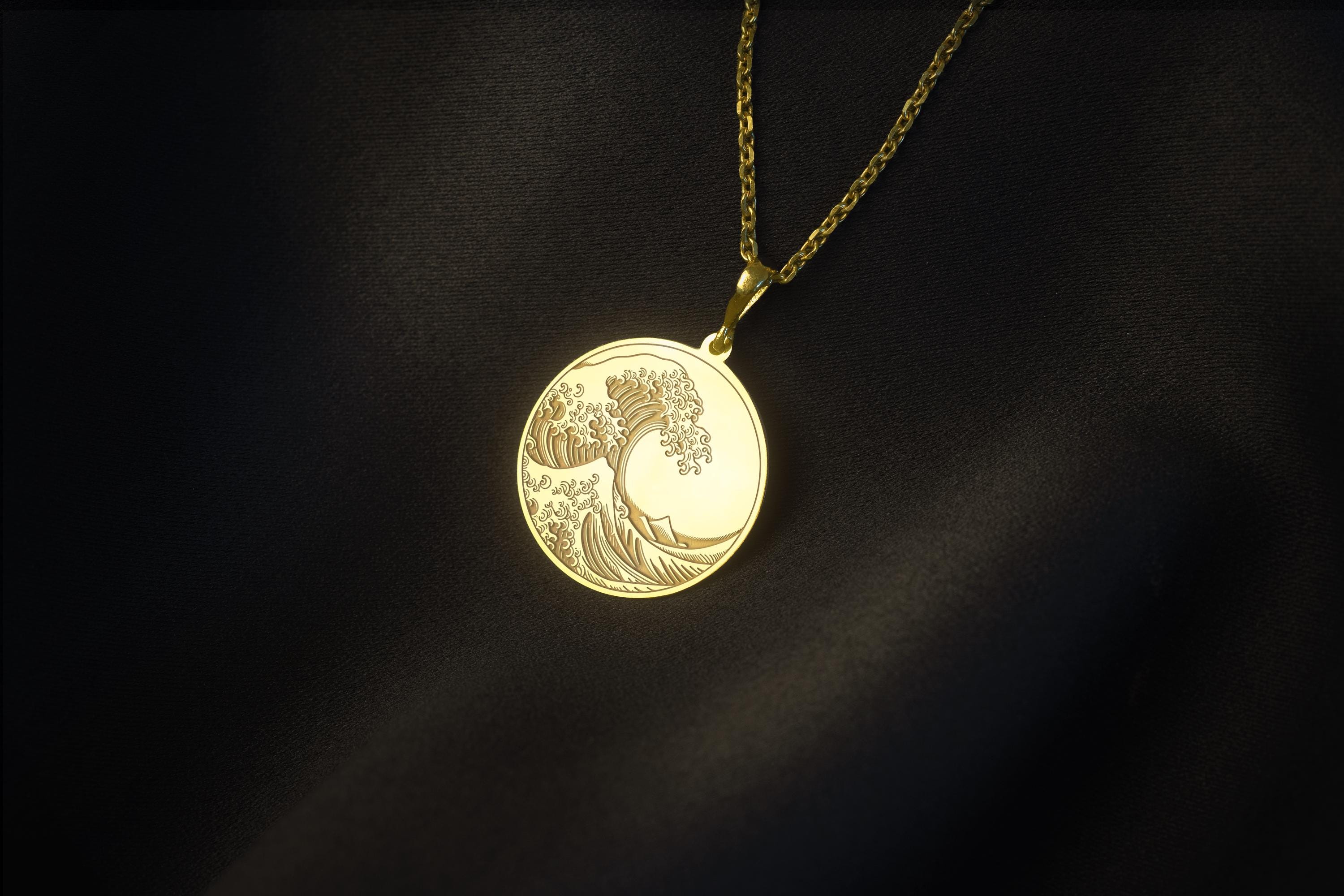 Wave Necklace, the Great Wave off Kanagawa Neckalce, Wave Charm ...