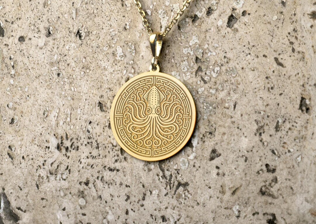 14k Solid Gold Octopus Necklace: Symbol of Intelligence Pendant - Etsy