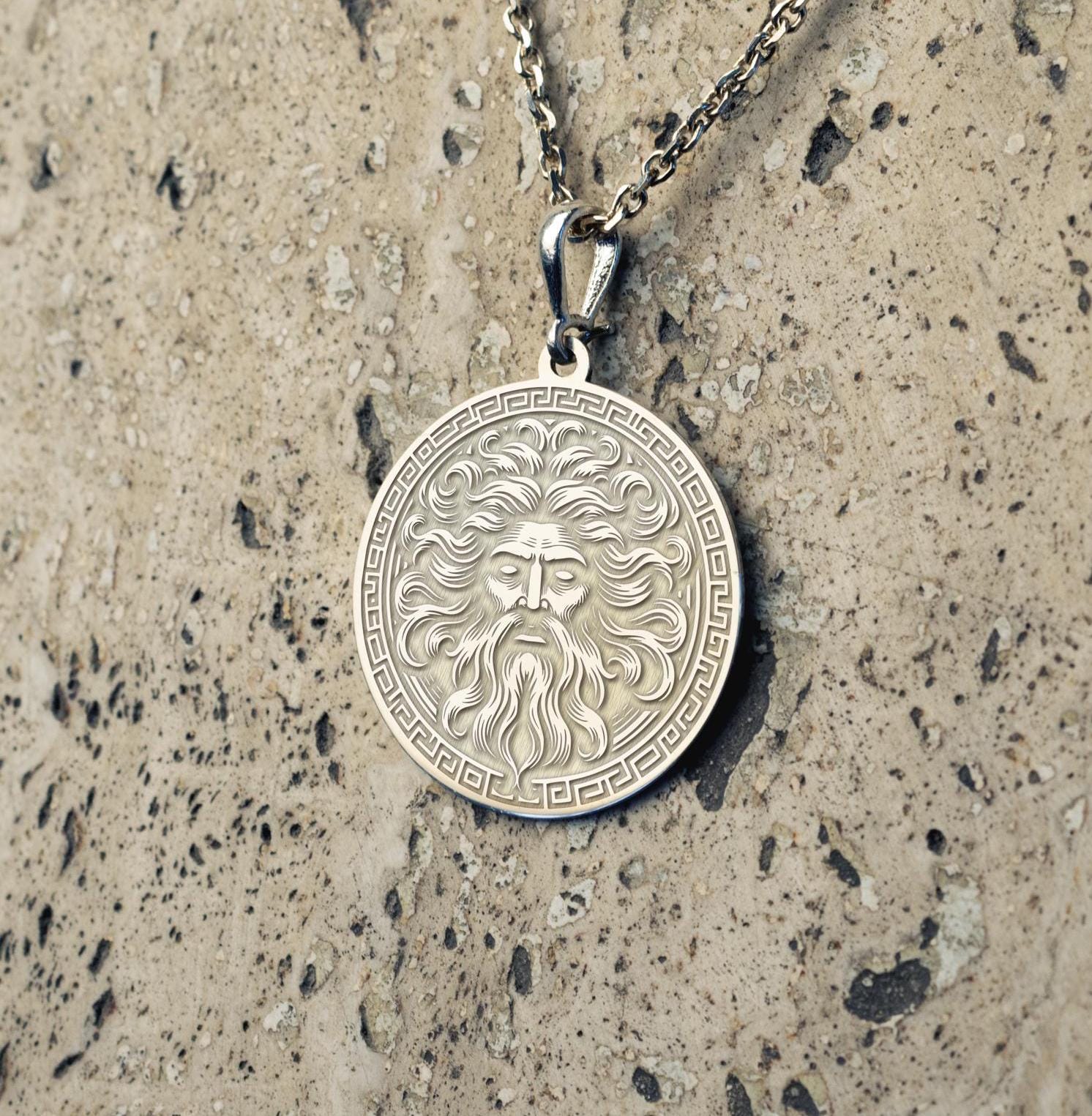 14k Solid Gold Zeus Necklace, Father of Gods and Men Zeus Necklace ...