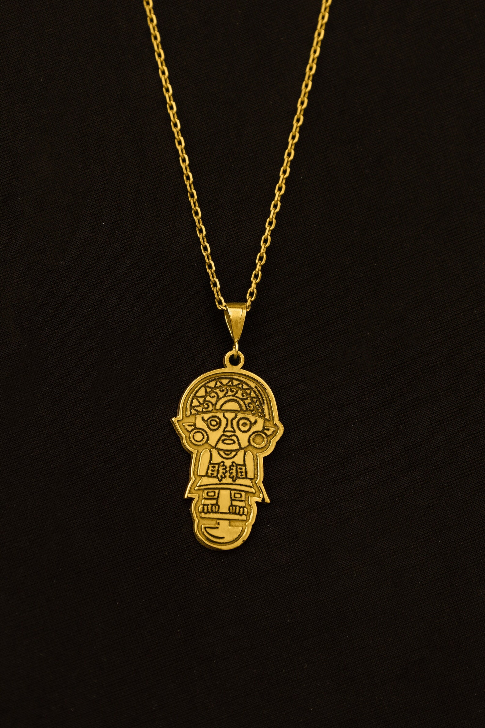 14K Gold Inca Idol Necklace: Peruvian Mythological Pendant - Etsy