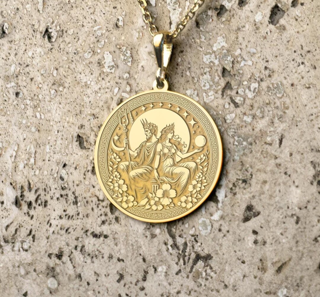 Hades and Persephone Medallion Necklace: Sterling Silver Greek ...