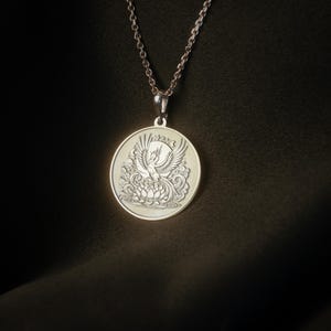 Phoenix Necklace, Phoenix and Lotus Flower Necklace, Phoenix Charm ...