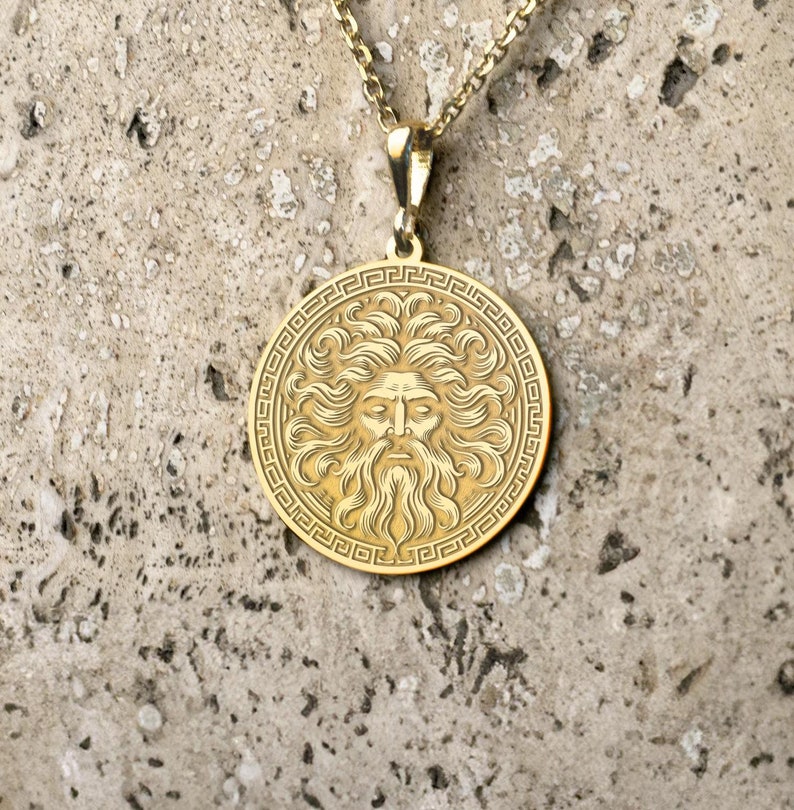 14k Solid Gold Zeus Necklace, Father of Gods and Men Zeus Necklace ...