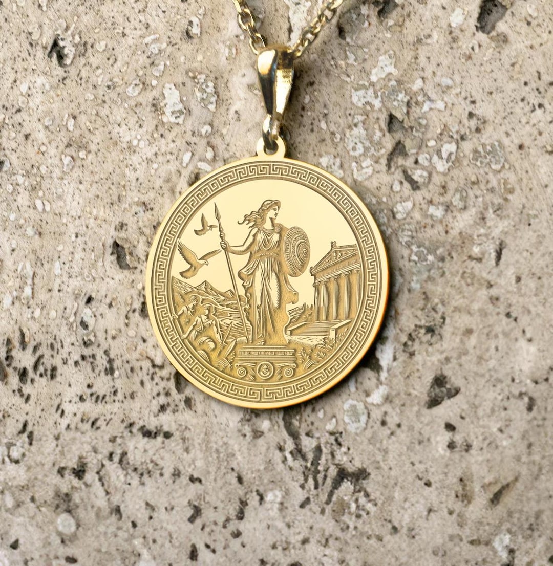 Athena Medallion Necklace: Greek Goddess Pendant - Etsy