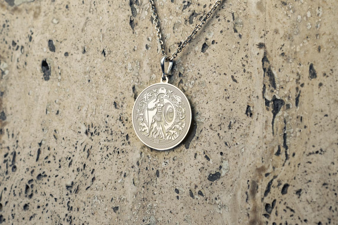 Ares Medallion: Engraved Greek God of War Pendant, Sterling Silver or ...