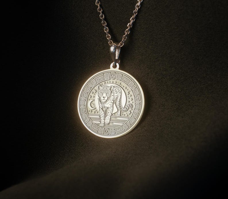 Mayan Jaguar Medallion Necklace – Sterling Silver Aztec Totem - Etsy